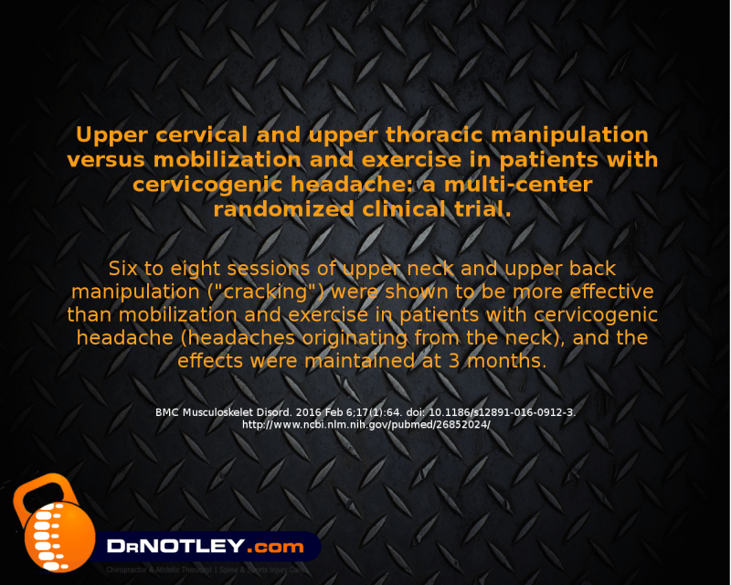 Upper cervical and upper thoracic manipulation versus mobilization and ...